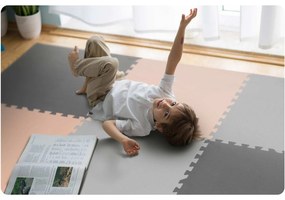 Ricokids šedo-broskvová velká pěnová podložka puzzle 180x180 cm 9 ks pro dětské hřiště a bezpečné hraní