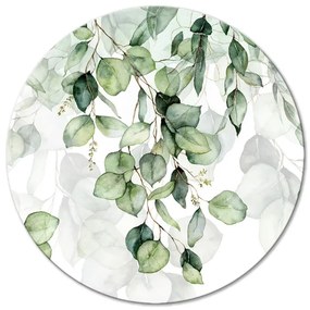 Kulatý obraz Světlost listů - jemná kompozice s rozkvetlými větvemi stromů