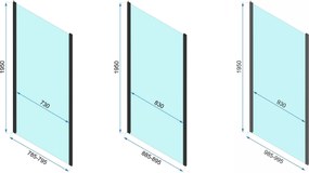 Rea Rapid Swing, 3-stěnový sprchový kout 80 (dveře) x 100 (stěna) x 195 cm, 6mm čiré sklo, černý profil, KPL-009951