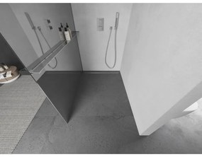 Mexen Kioto+, sprchová zástěna s poličkou a držákem na ručníky 110 x 200 cm, 8mm sklo vzor zrcadlo, chromový profil, 800-110-121-01-50
