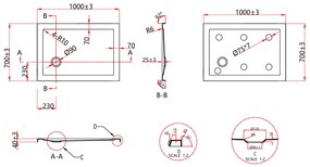 Erga Laos, obdélníková sprchová vanička 100x70x5cm, akrylát, bílá lesklá, ERG-V06-ACR-7010S-WH-CR