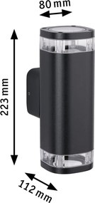 P 94719 Venkovní nástěnné svítidlo Colum IP44 80x112mm max. 20W 230V antracit hliník - PAULMANN