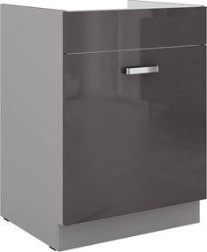 GREY gr | dolní skříňka 60 ZL 1S dřezová | 60 cm | PREMIUM BOX | světle šedá/tmavě šedá lesk