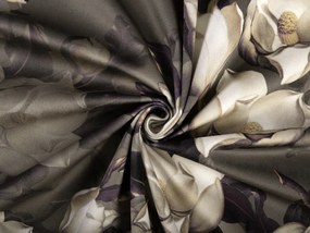 Biante Sametový povlak na polštář s lemem Tamara TMR-034 Květy gardénie na hnědošedém 45 x 45 cm