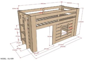Dětská postel Vipack Oliver, 90 x 200 cm