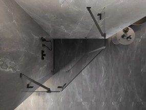 Mexen Lunar, pětiúhelníkový sprchový kout naklápěcí doleva 80 x 80 cm, 8mm čiré sklo, profil grafit broušený, 831-080L-080P-66-00-L