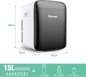 Costway 15 L mini lednice 2 v 1 Přenosná mraznička s funkcí chlazení a ohřevu