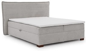 Světle šedá boxspring postel s úložným prostorem 140x200 cm Lysa – Ropez