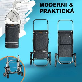 Nákupní taška na kolečkách do schodů COMFORT, 50l, černá Jurhan