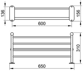 Keuco Astor - Polička na ručníky 600 mm, chrom 02175010000