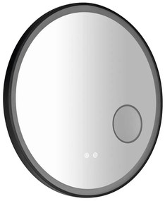Sapho, TARAN kulaté zrcadlo s LED osvětlením, o 70cm, kosm.zrcátko, senzor, fólie anti-fog, 3000-6500°K, černá mat