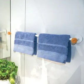 MSV IANA nástěnný držák na ručníky bílý / ocel / bambus / 65,2 cm