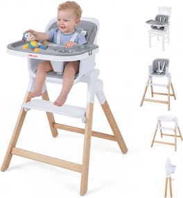 Costway Vysoká stolička baby 4 v 1 dětská vysoká židle skládací – šedá