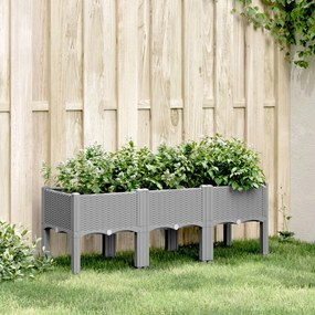 Zahradní truhlík s treláží světle šedý 120 x 40 x 42 cm PP - Default Title