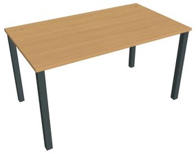 Stůl pracovní rovný 140 cm - Hobis Uni US 1400 Dekor stolové desky: buk, Barva nohou: černá