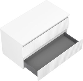 Mexen Rivel, koupelnová skříňka 90 cm s pracovní deskou, 2 zásuvky, drážkovaná, bílá matná, 91A20-09047-2-BFFC01