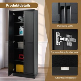 Costway 178 cm 5patrová vysoká skříň se 2 dveřmi a nastavitelnými – černý