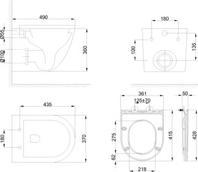 Invena Limnos, závěsná WC mísa se Swirlflush 490x370x360 mm + toaletní sedátko s pomalým zavíráním, bílá, INV-CE-93-001-L