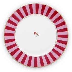 Pip Studio Love Birds talíř Ø 26,5cm, červeno-růžový (talíř na hlavní chod)