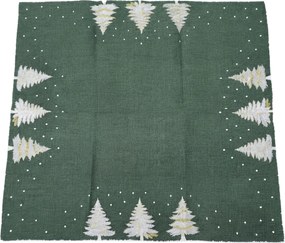 Vánoční ubrus WINTER FOREST 85x85 cm, zelený