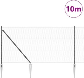 Hexagonální plot s podpěrou 10 x 1,2 m Ocel potažená PVC Šedá 3353205