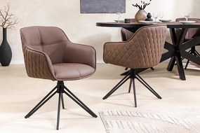 Designová otočná židle Natasha hnědá kůže