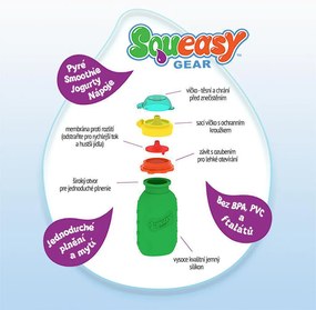 Squeasy Gear Silikonová láhev 480 ml Růžová