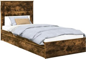 Postel s úložným prostorem se zásuvkou Kouřový dub 75 x 190 cm 3409951