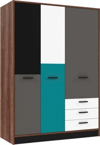 XXXLutz ŠATNÍ SKŘÍŇ, šedá, zelená, černá, bílá, barvy dubu, 144/200/60 cm Carryhome - Šatní skříně - 000687018811