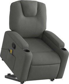 Zvedací masážní polohovací křeslo tmavě šedé textil 3204381