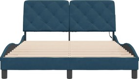 Rám postele s LED bez matrace modrý 140 x 200 cm samet 3213859