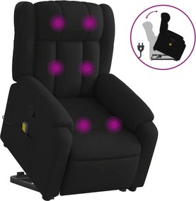 Zvedací masážní polohovací křeslo černé textil 3205330