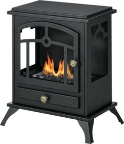 HOMCOM Volně stojící biokrb s hořákem z nerezové oceli o objemu 1,2 l, 3 hodiny doby hoření pro prostory 20-25 m², rozměry 45x28x54 cm, černý