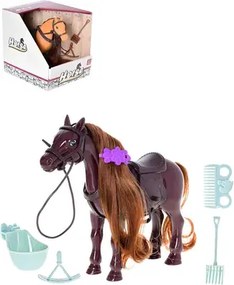 Kůň česací se sedlem a doplňky / Herní set / Plast / 17 cm / 2 barvy /