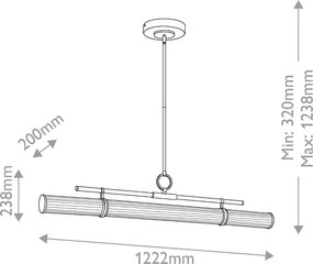 Lineární LED světlo nad stůl Elstead RIVEN 48W 3000K 3050 lm 122 cm