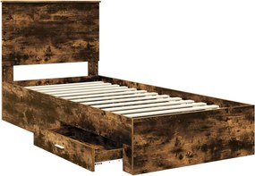 Rám postele s čelo Kouřový dub 100 x 200 cm Kompozitní dřevo 3409689