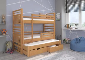 ADRK Furniture Třílůžková patrová postel s matracemi HIPPO 200x90 CH-Hip-Bee-208+M-E1903