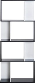 HOMCOM Moderní S-šatková knihovna s úložným prostorem, 4 police 60D x 24Š x 148V cm, černá/bílá