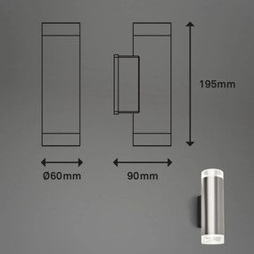 BRILO 3072022 Venkovní svítidlo 19,5 cm vč. 2x GU10 4,7W 400lm nerez ocel - BRILO