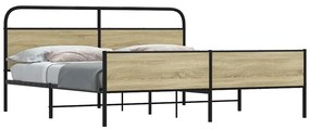 Kovový rám postele bez matrace dub sonoma 200 x 200 cm 3318698