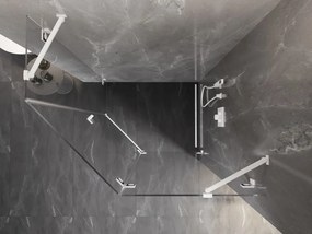Mexen Lunar, pravý výklopný pětiúhelníkový sprchový kout 90 x 80 cm, 8mm čiré sklo, bílý profil, 831-090P-080L-20-00-P