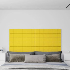 vidaXL Nástěnné panely 12 ks 90 x 15 cm textil 1,62 m² [344096] Barva: Světle žlutá