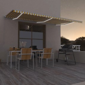 Ručně zatahovací markýza s LED světlem 600 x 300 cm žlutobílá 3068963