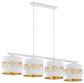 TK Lighting Lustr na lanku TAGO 4xE27/15W/230V bílá/zlatá TK3224