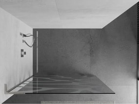 Mexen Kioto L, sprchová zástěna Walk-In 90 x 200 cm, 8mm čiré sklo bílý vzor, ​​broušená ocel profil, 800-090-103-97-97