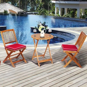 Costway 3-dílný. Terrassenmöbel-Set mit Rundem Tisch a 2 Stühlen a 2 Kissen