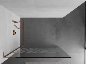 Mexen Kioto L, sprchová zástěna Walk-In 120 x 200 cm, 8mm čiré sklo bílý vzor, ​​růžové zlato profil, 800-120-103-60-85
