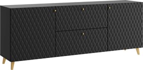 XXXLutz NÍZKÁ KOMODA, černá, 180/69,4/39 cm Livetastic - Černé komody - 002778003022