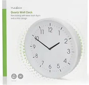 Nedis Nástěnné hodiny bílá / Průměr: 360 mm / ABS / Tichý pohyb
