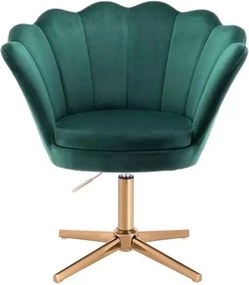 LuxuryForm DESIGN Otočné křeslo FREY VELUR na zlatém kříži - zelené